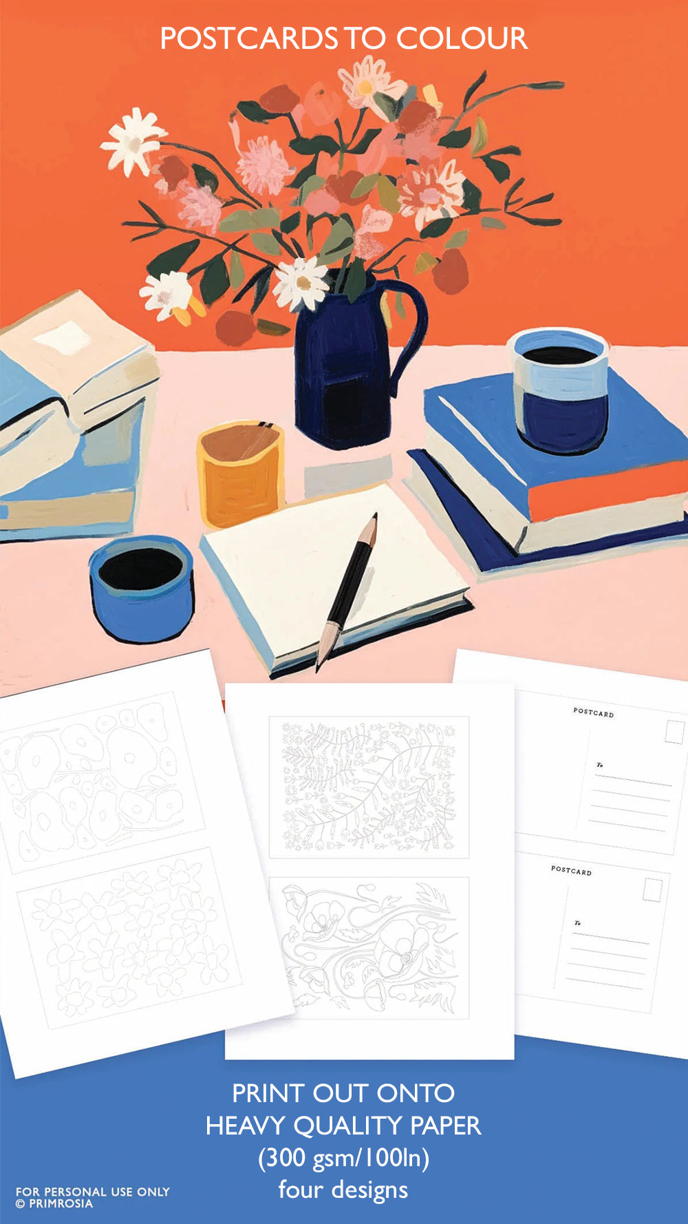 Pretty Postcards to Download and Color